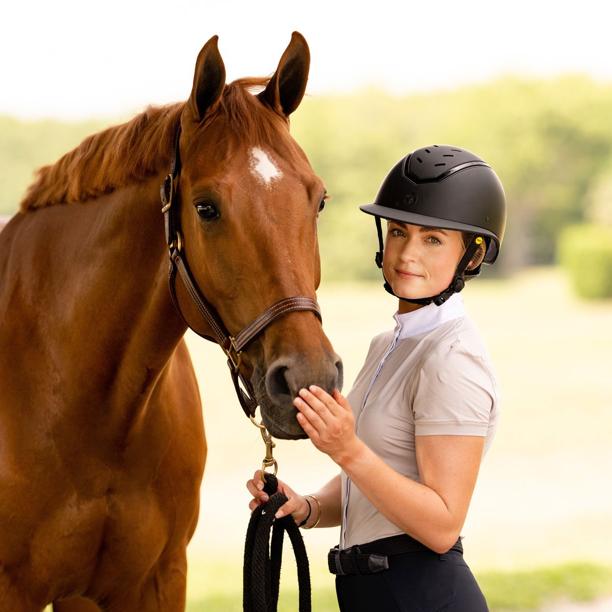 EQX Kylo Wide Peak Riding Hat - Black Matte/Black Gloss - Riding Hats ...